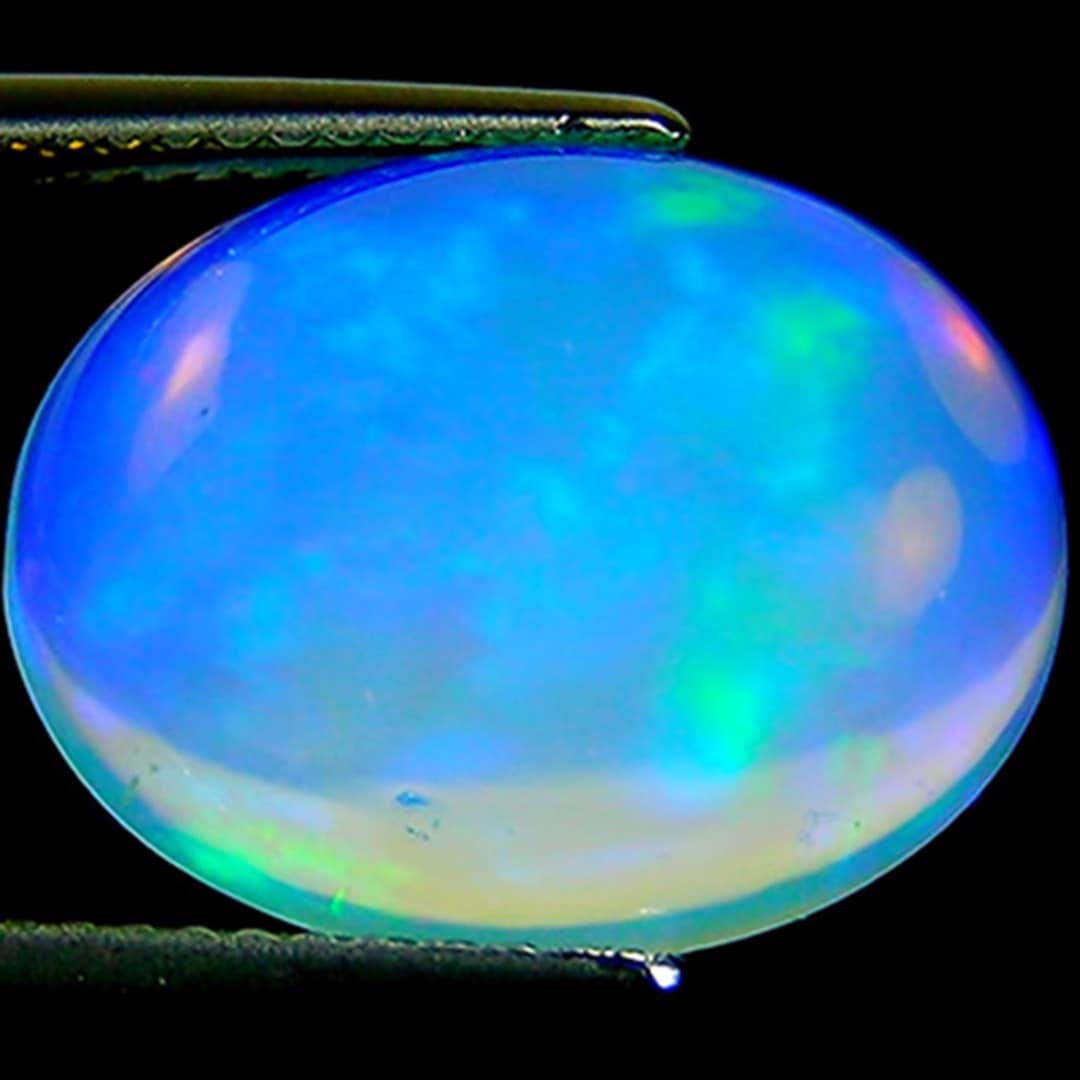 6.71 Ct Natural Ethiopian Cabochon Opal Gemstone Multi Color Oval Cut ...