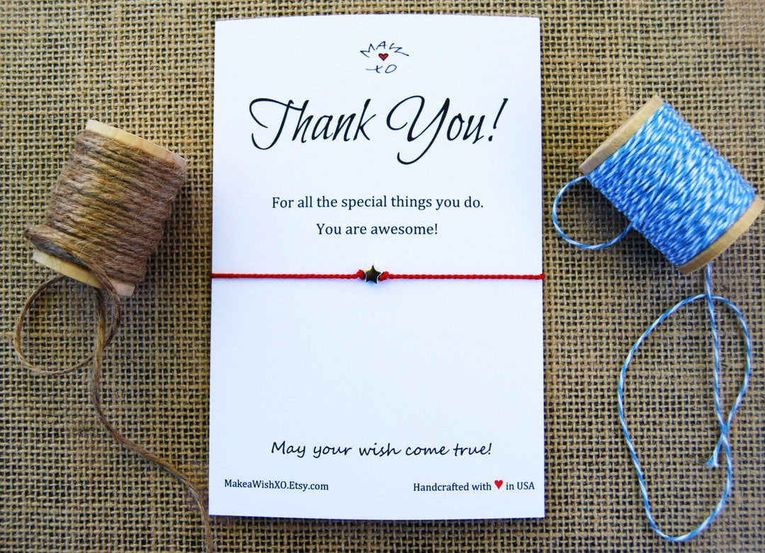 Thank You Wish Bracelet Sterling Silver Star Bracelet Star Charm Silk ...