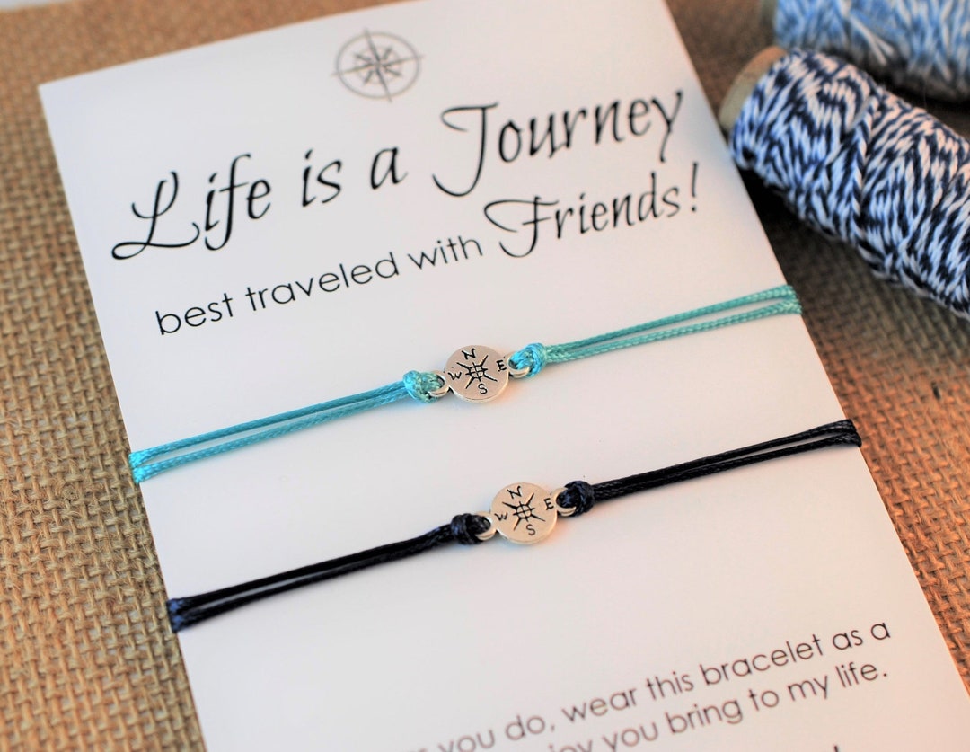 Best Friend Gifts Travel Gifts Friendship Bracelet Wanderlust Compass ...