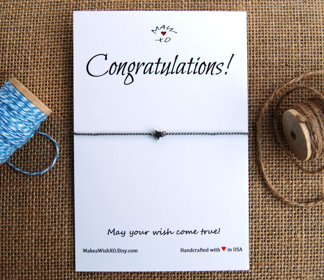 Congratulations Card Sterling Silver Star Wishing Bracelet Make a Wish ...