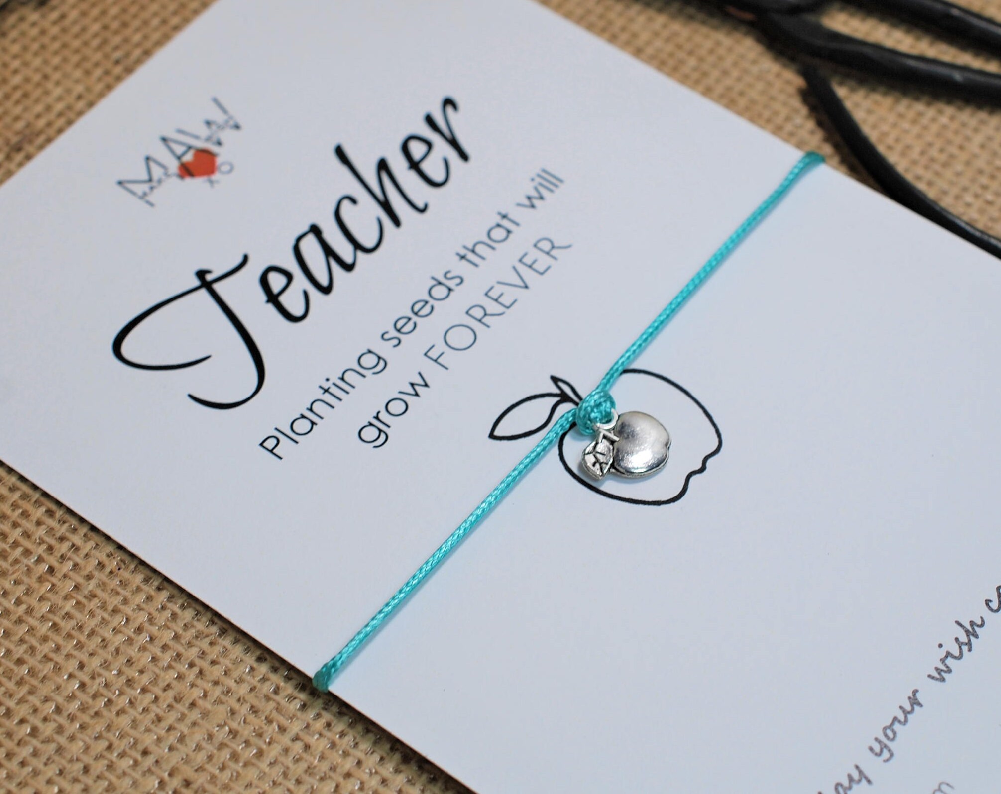 Teacher Gifts Teacher Appreciation Gift Friendship Bracelet Apple ...