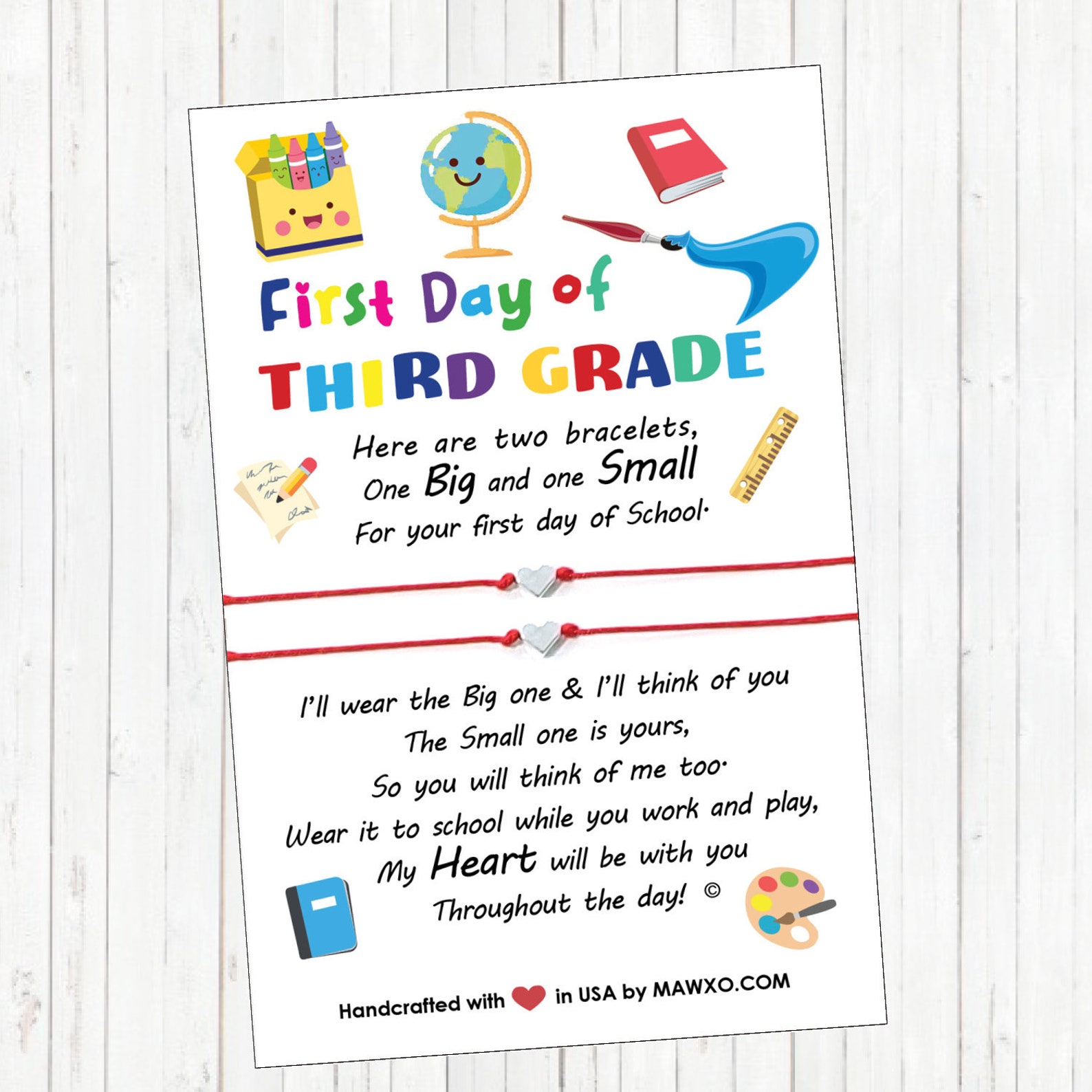 First Day of Third Grade Bracelet, Back to School Bracelet, Mommy and ...