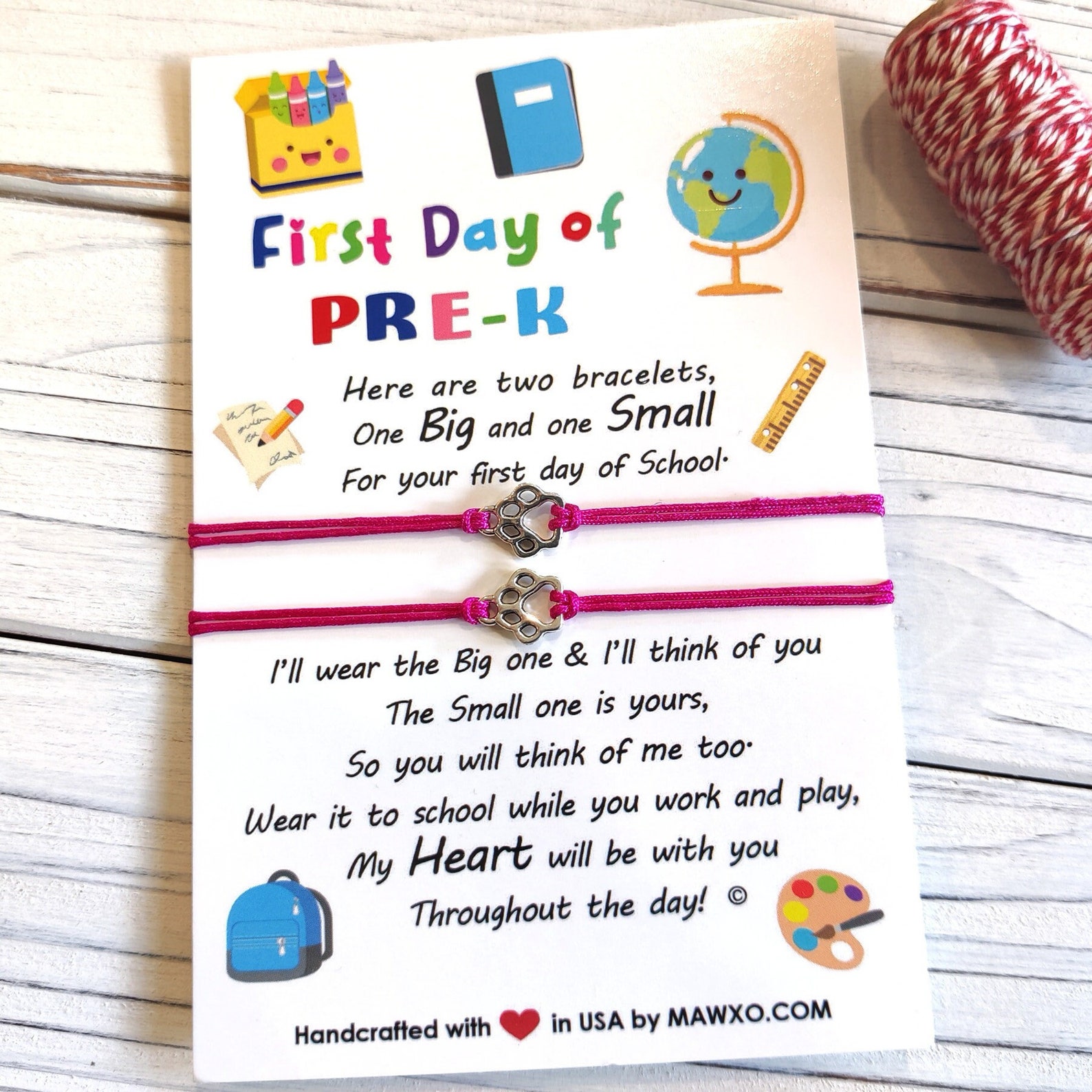 First Day of Prek Bracelets, Mother Daughter Bracelet, Back to School ...