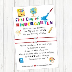 Kindergarten Bracelet First Day of Kindergarten Bracelet, First Day of ...