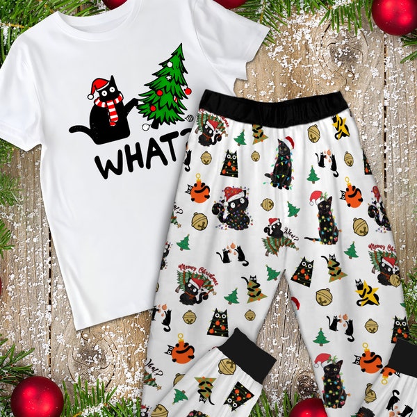 Black Christmas Pajamas Set - Etsy