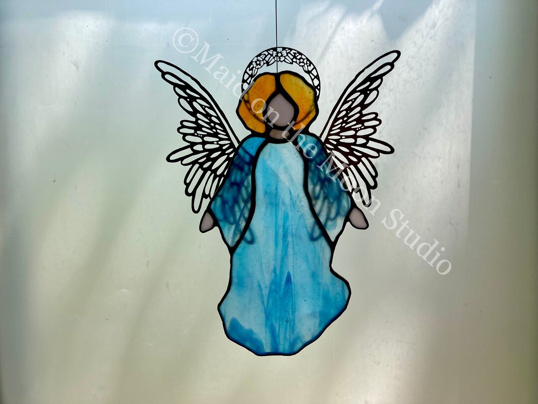 Stained Glass Angel, Joyful Angel, Stained Glass Sun Catcher, Angel ...