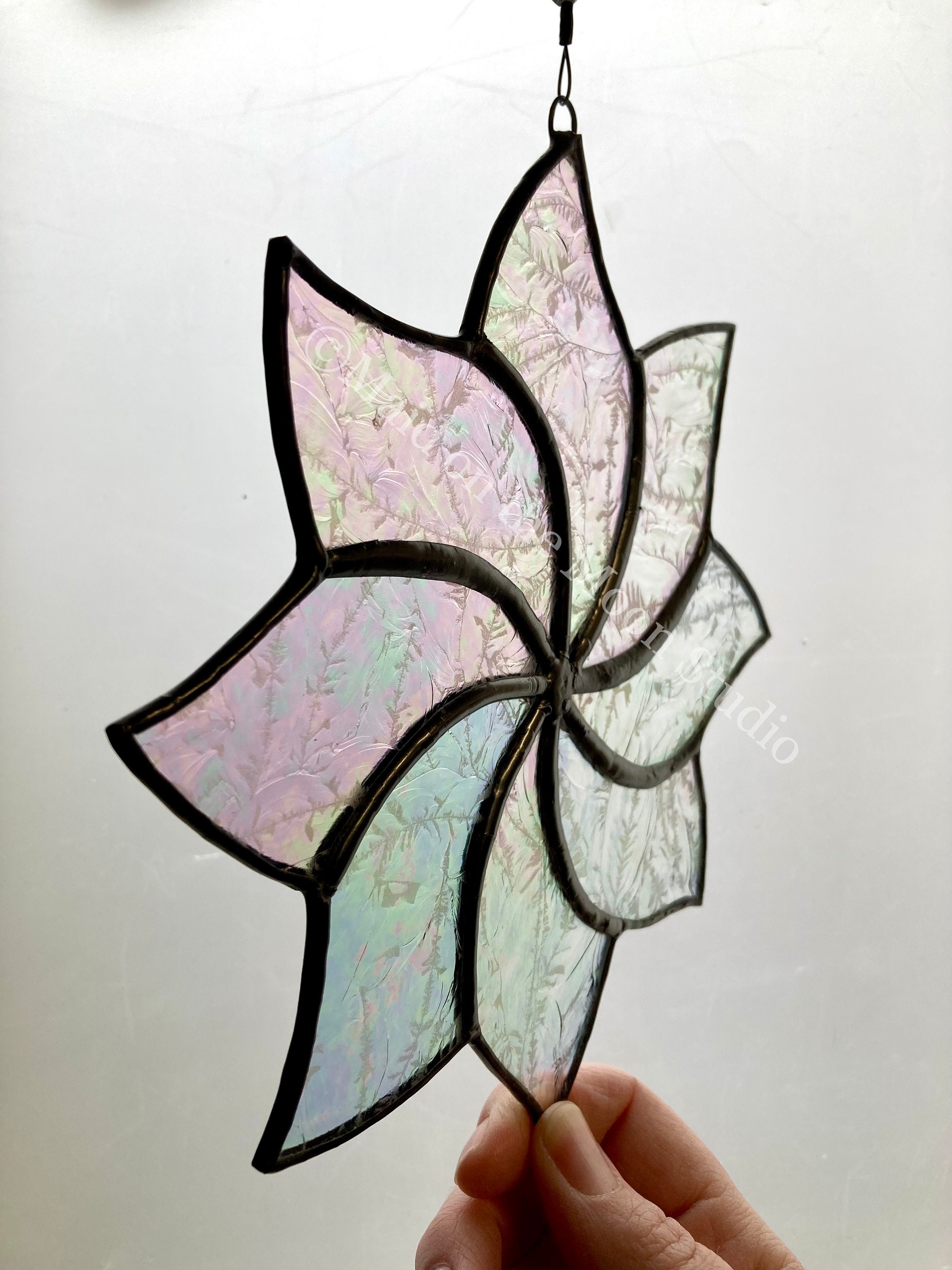 Stained Glass Pinwheel - Clear Textured Glass Pinwheel - Etsy