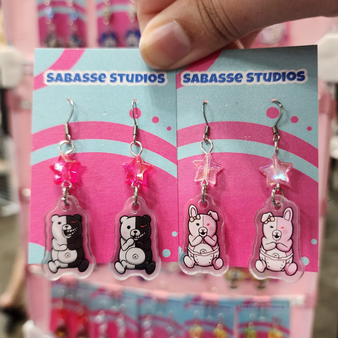Monokuma Monomi Danganronpa Earrings - Etsy