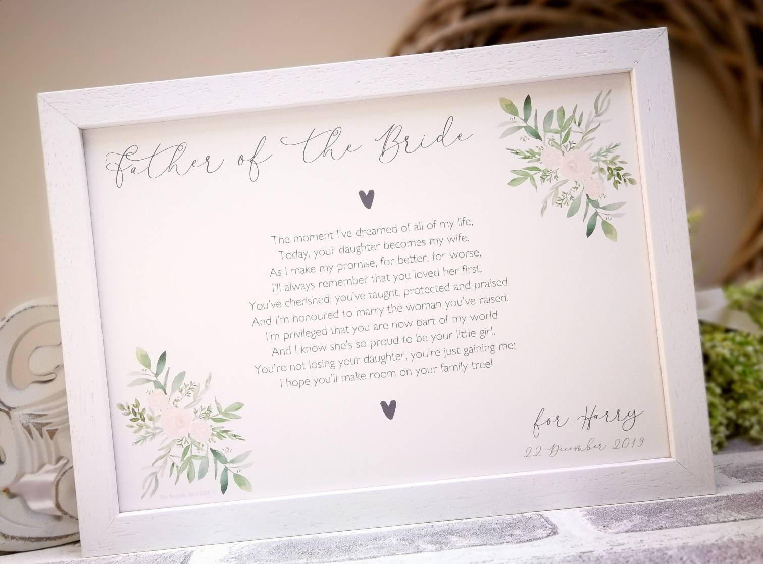 Personalised Mother or Parents of the Bride Poem Gift. - Etsy UK
