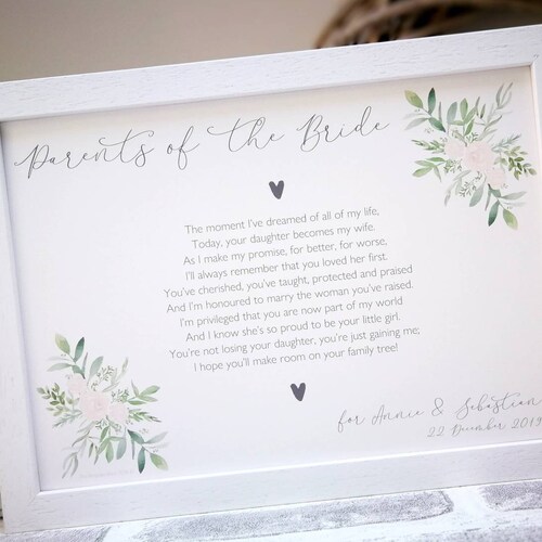 Personalised Mother or Parents of the Groom Poem Gift. - Etsy UK