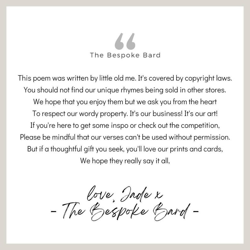 Personalised Mother or Parents of the Bride Poem Gift. UNFRAMED Print ...