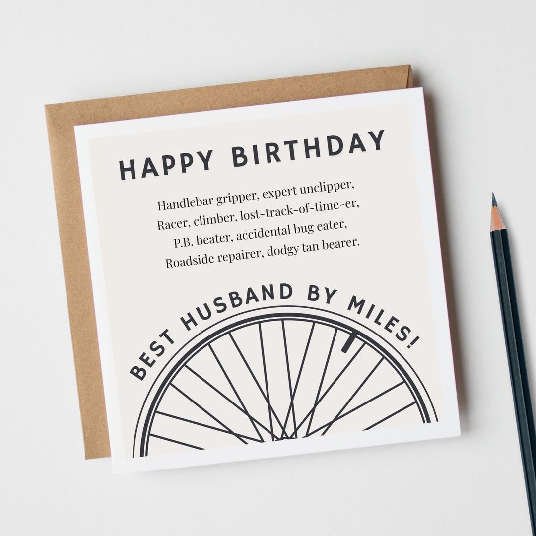 Husband Cycling / Cyclist Birthday Poem Card. Best Husband by Miles ...