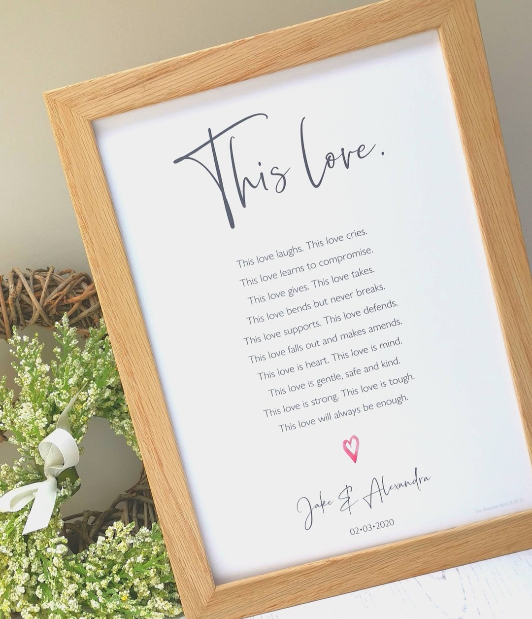 Personalised 'this Love' Poem Print From the Bespoke Bard. Wedding Gift ...