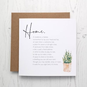 New Home Poem Card. Happy New Home or Housewarming Greeting Card / Gift ...