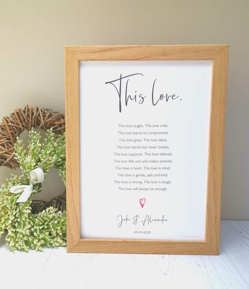 Personalised 'This love' poem print from The Bespoke | Etsy