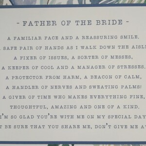 Father of the Bride Poem UNFRAMED Print. Personalised Father, Step ...