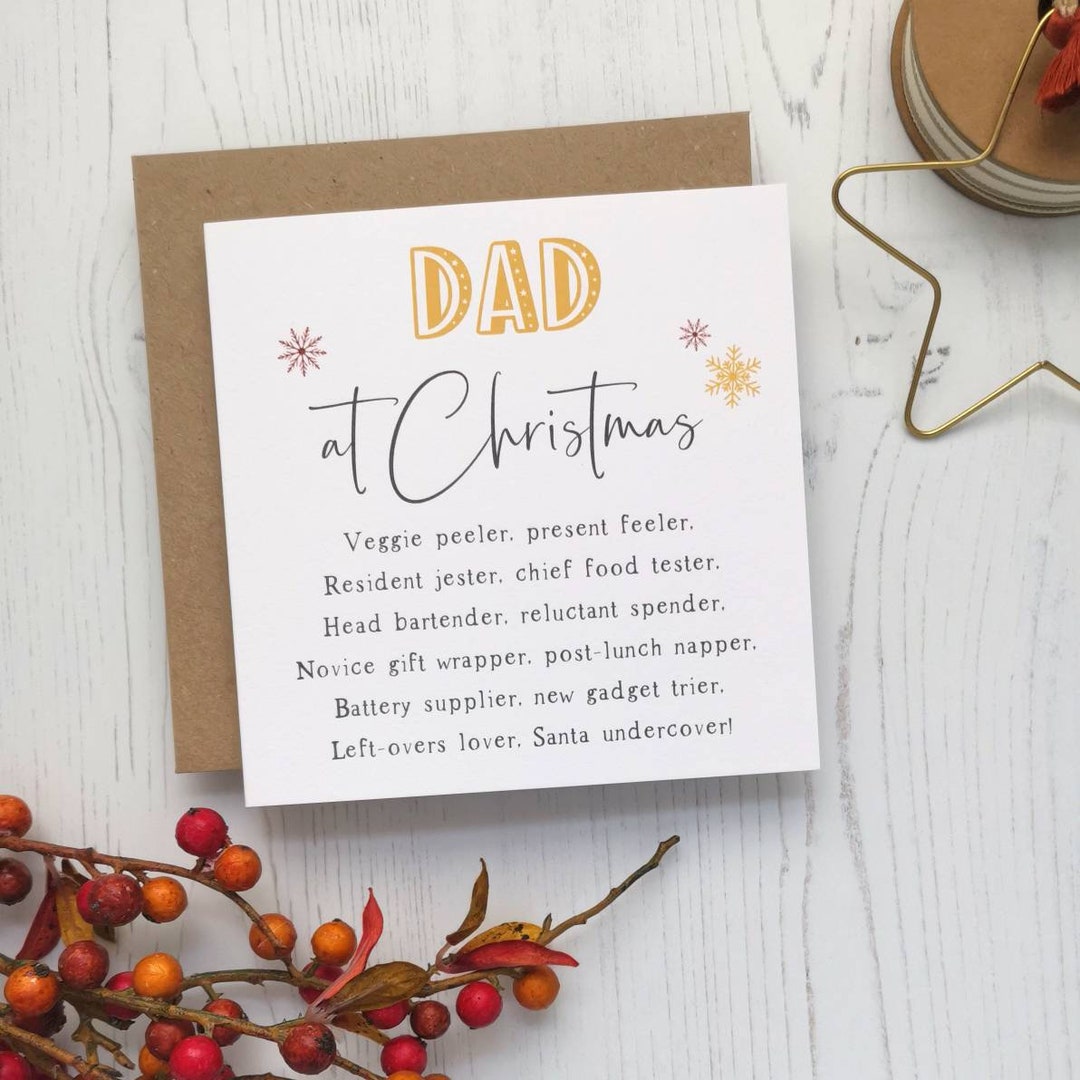 Dad Christmas Poem Card. Funny Personalised Snowflake Christmas Card ...