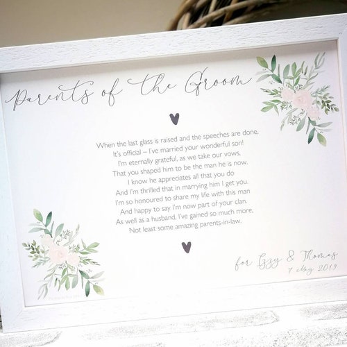 Personalised Mother or Parents of the Bride Poem Gift. - Etsy UK