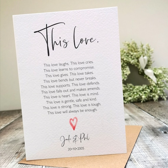This Love Poem Greeting Card. Modern Personalised Engagement - Etsy UK