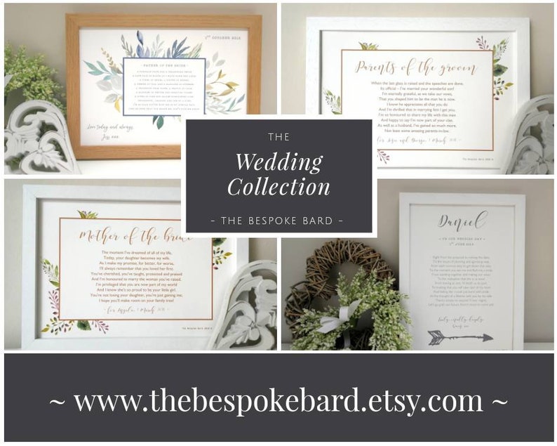 Father of the Bride Poem UNFRAMED Print. Personalised Father, Step ...