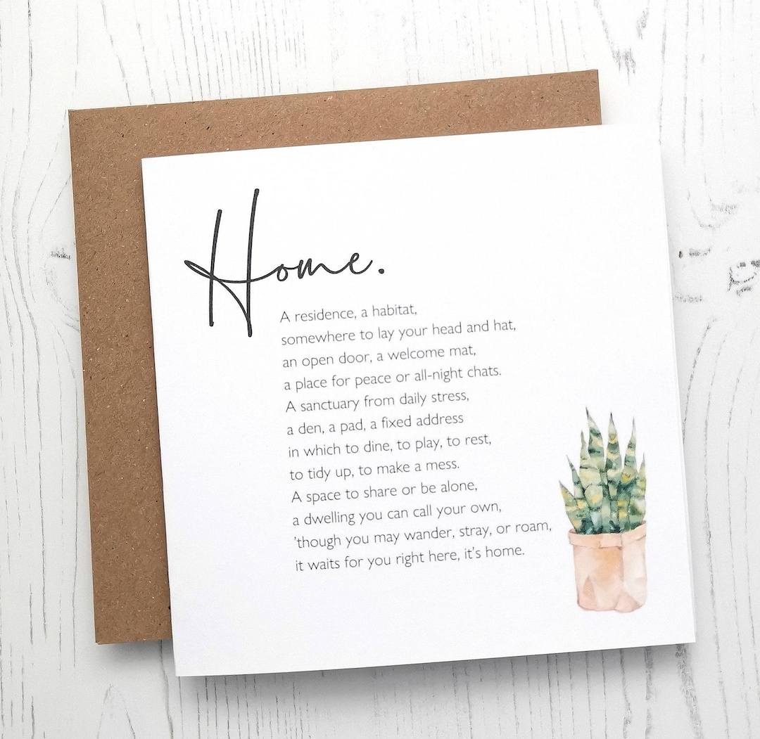 New Home Poem Card. Happy New Home or Housewarming Greeting Card / Gift ...