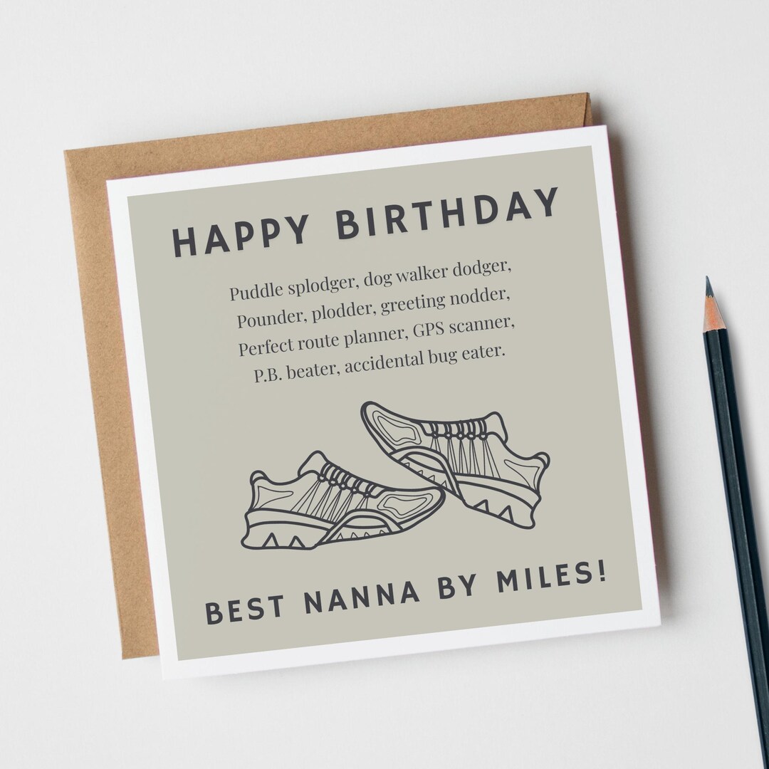 Nanna Running Birthday Card | Funny Running Poem | Gift for Runner - Etsy
