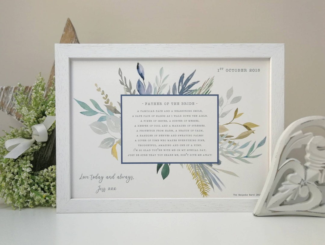 Father of the Bride Poem UNFRAMED Print. Personalised Father, Step ...
