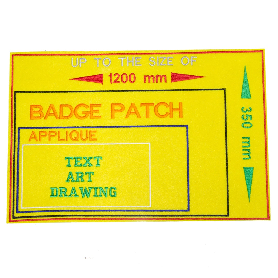 Personalised Embroidery Large Size Badge Patch Applique Rectangle Iron ...