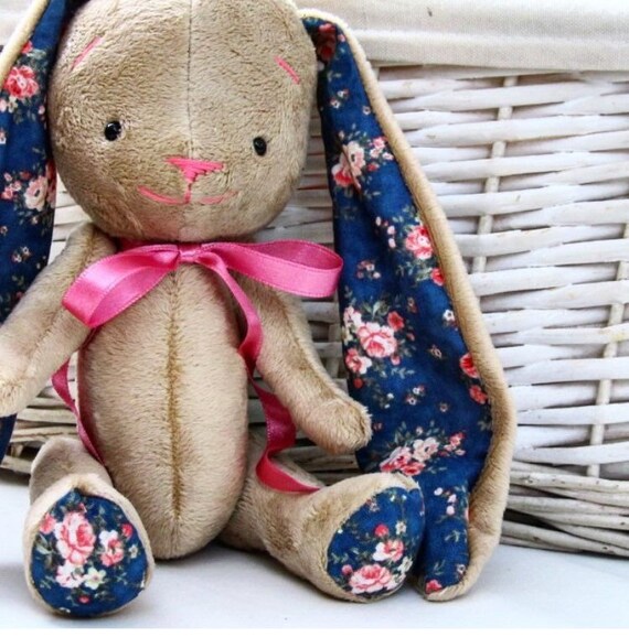 Handmade Baby shower gift girl beige bunny rabbit cute stuffed | Etsy