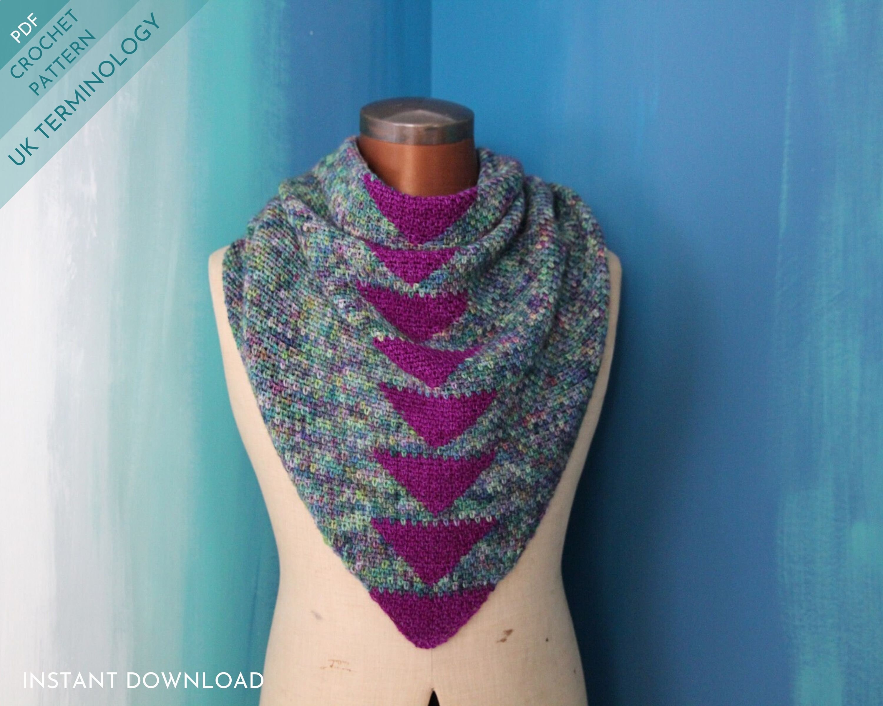 Crochet Pattern Shawl Intarsia Crochet ARRIA Contemporary 4ply Yarn UK ...