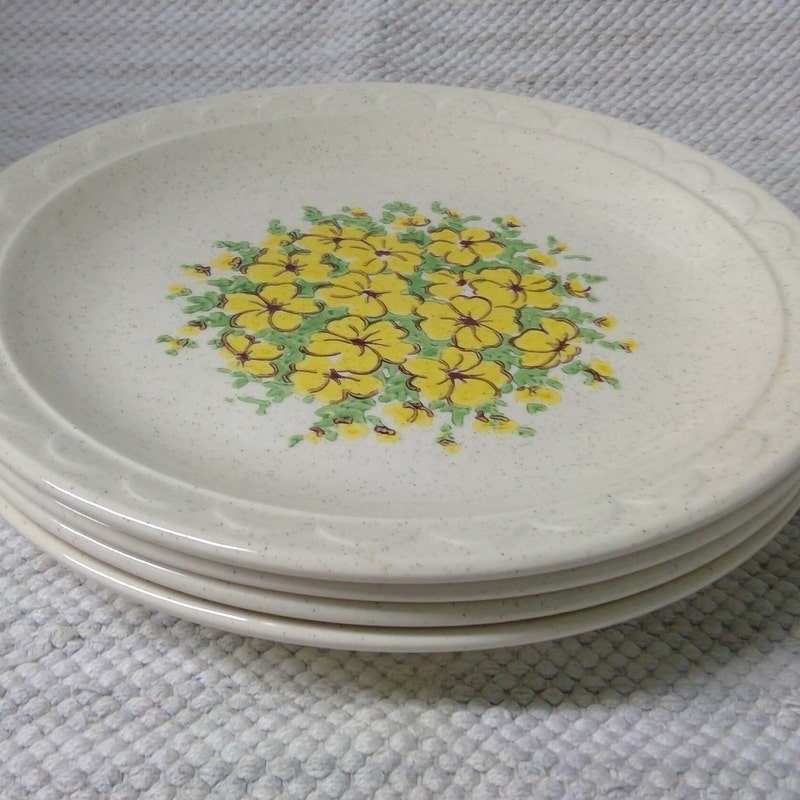 Yellow Floral Plates - Etsy