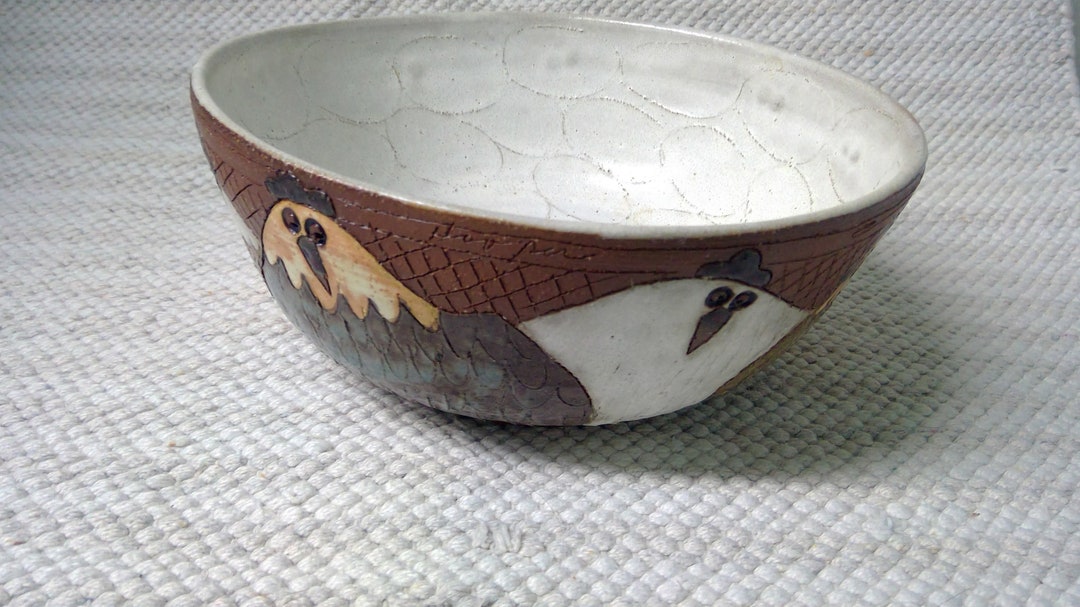 Vintage Holly Hooper Pottery Bowl With Chickens for Your Farmhouse ...