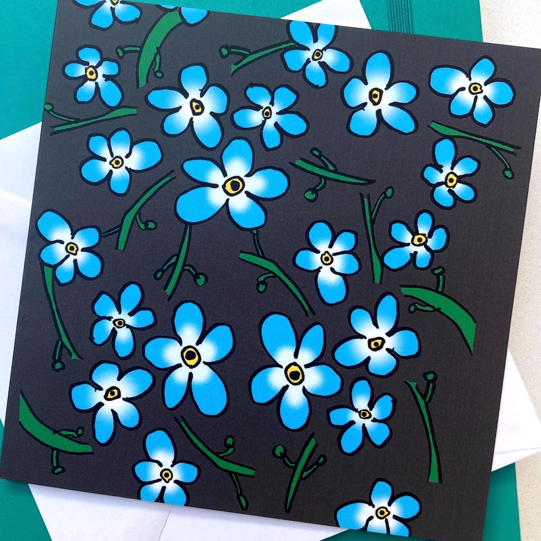 Forget Me Not Greeting Card, Any Occasion, Blank Card - Etsy
