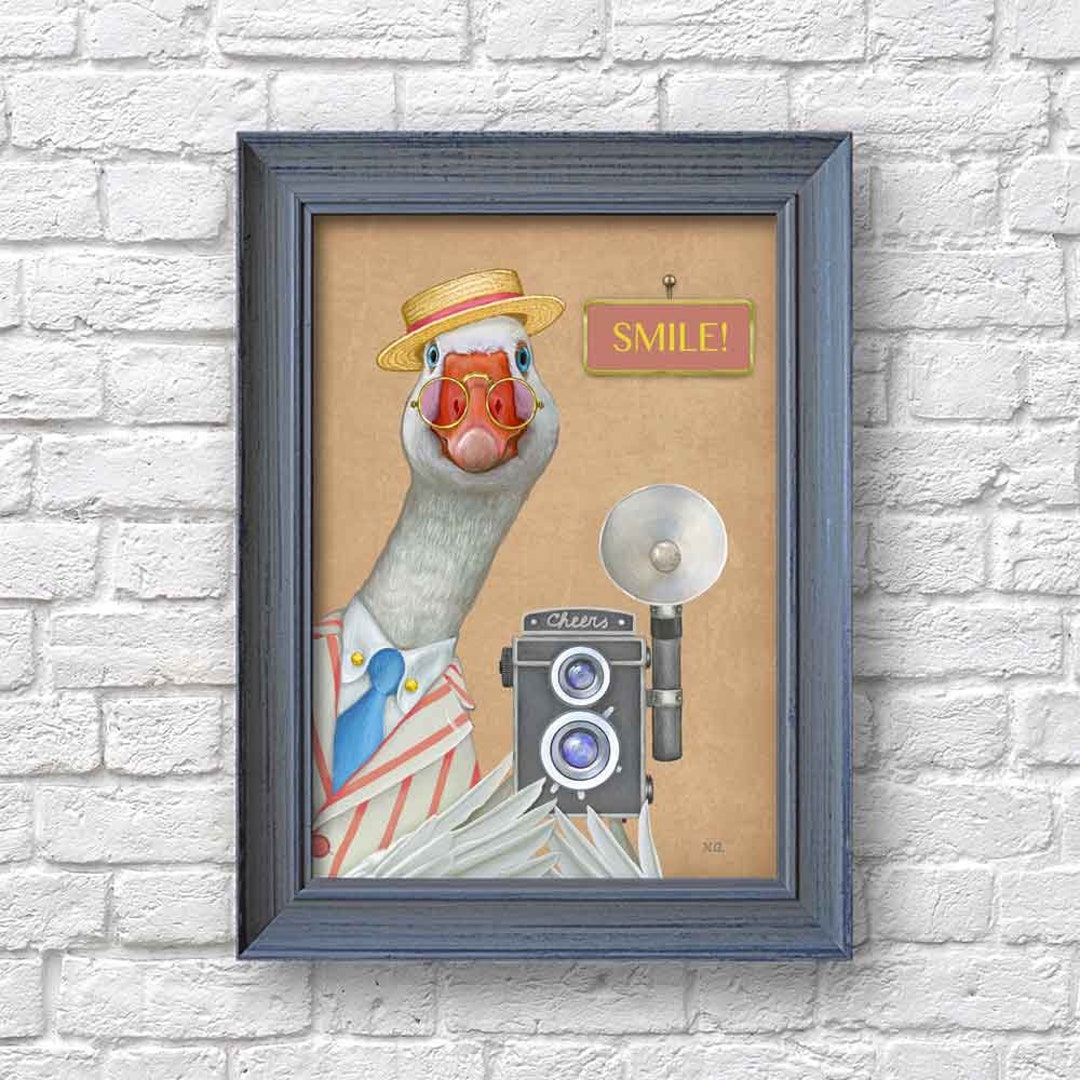 Goose Poster Smile Comic Print Motivational Artwork Home - Etsy