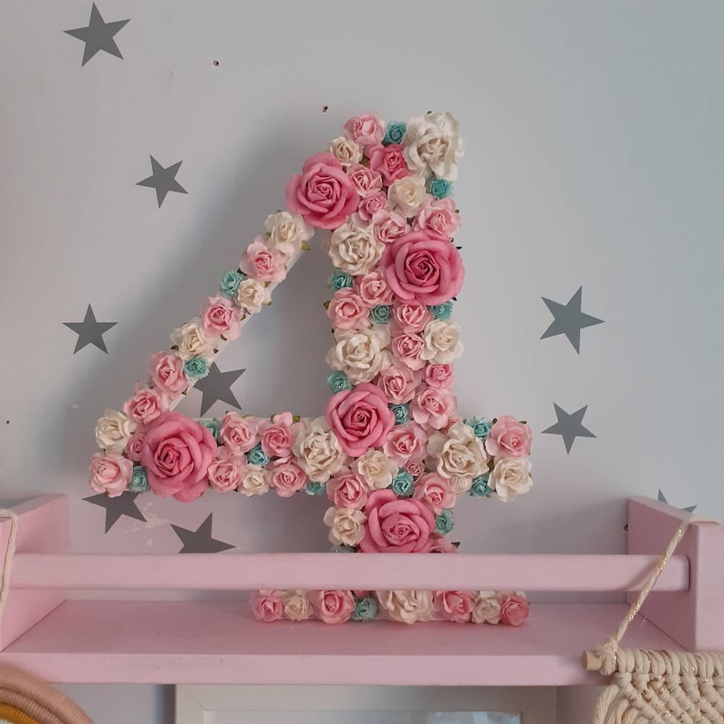 Floral Large Number • Freestanding Decorated Numbers • Birthday Decor ...