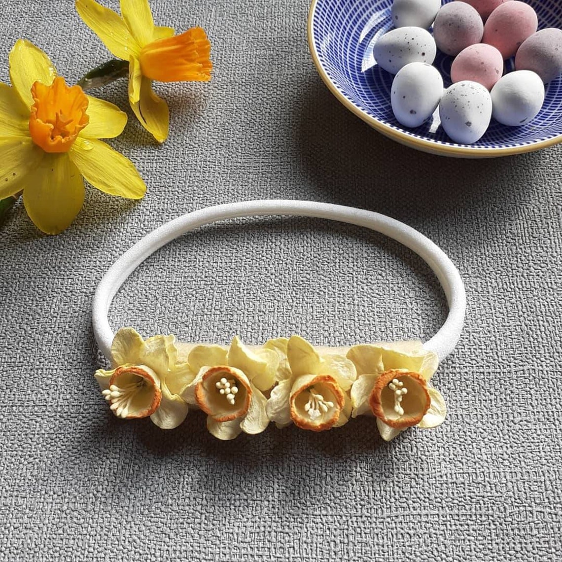 Daffodil headband spring headband floral headband flower | Etsy