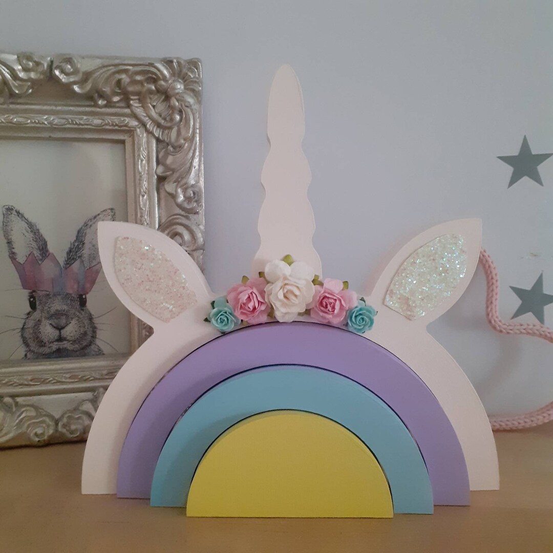 Unicorn Decor Rainbow Stacker • Kids Room • Stacking Unicorn • Nursery ...