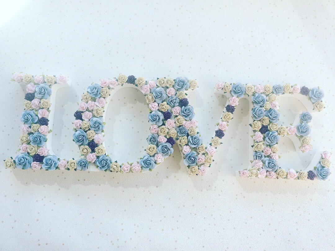 LOVE • Free Standing Joined Word • Floral Anniversary Decor ...