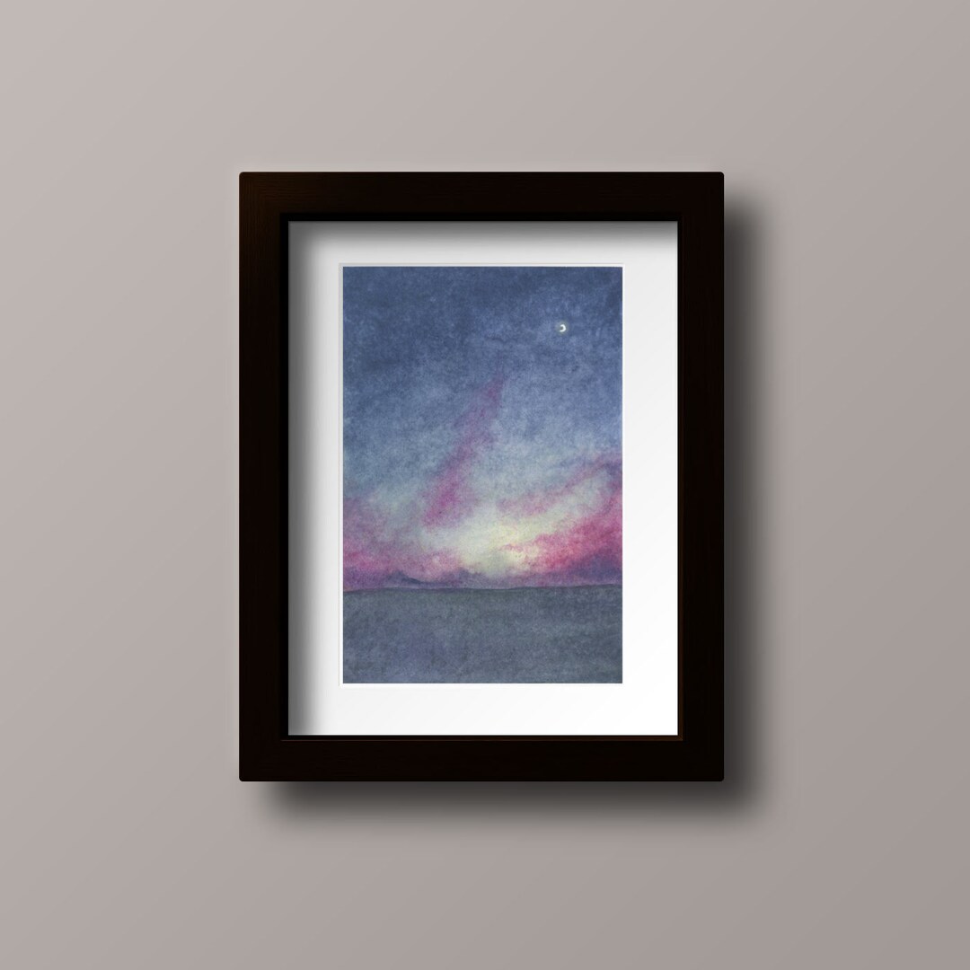 Dusk Painting - Dusk Art - Night Watercolor - Sunset Painting - Sunset ...
