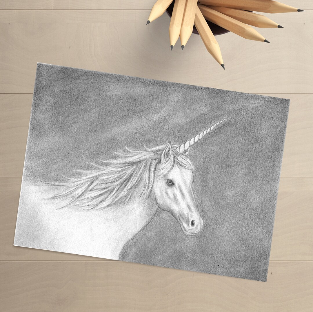 Unicorn Drawing - Pencil Drawing - Unicorn - Original Drawing - Unicorn ...
