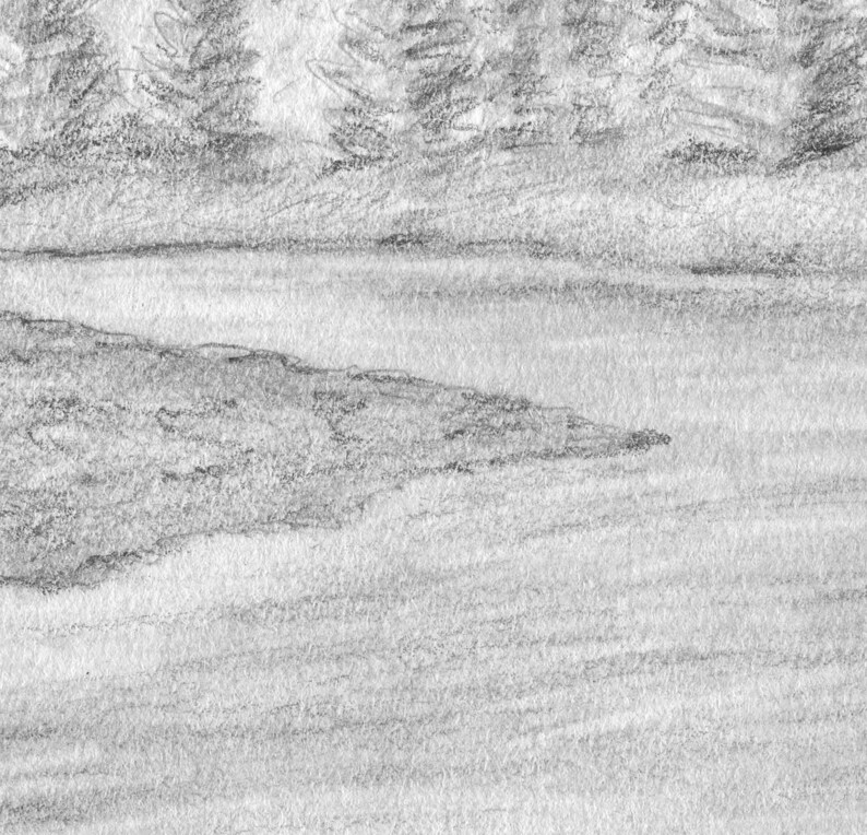 River Drawing River Art River Artwork Landscape Art Original Drawing ...