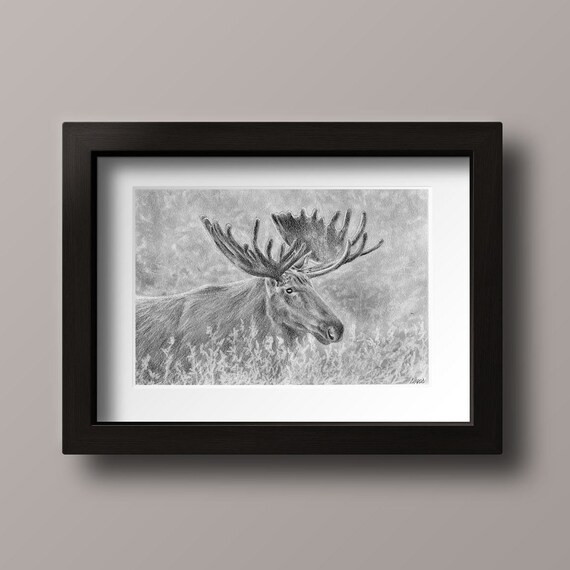 Moose Print Moose Art Moose Art Print Moose Artwork - Etsy