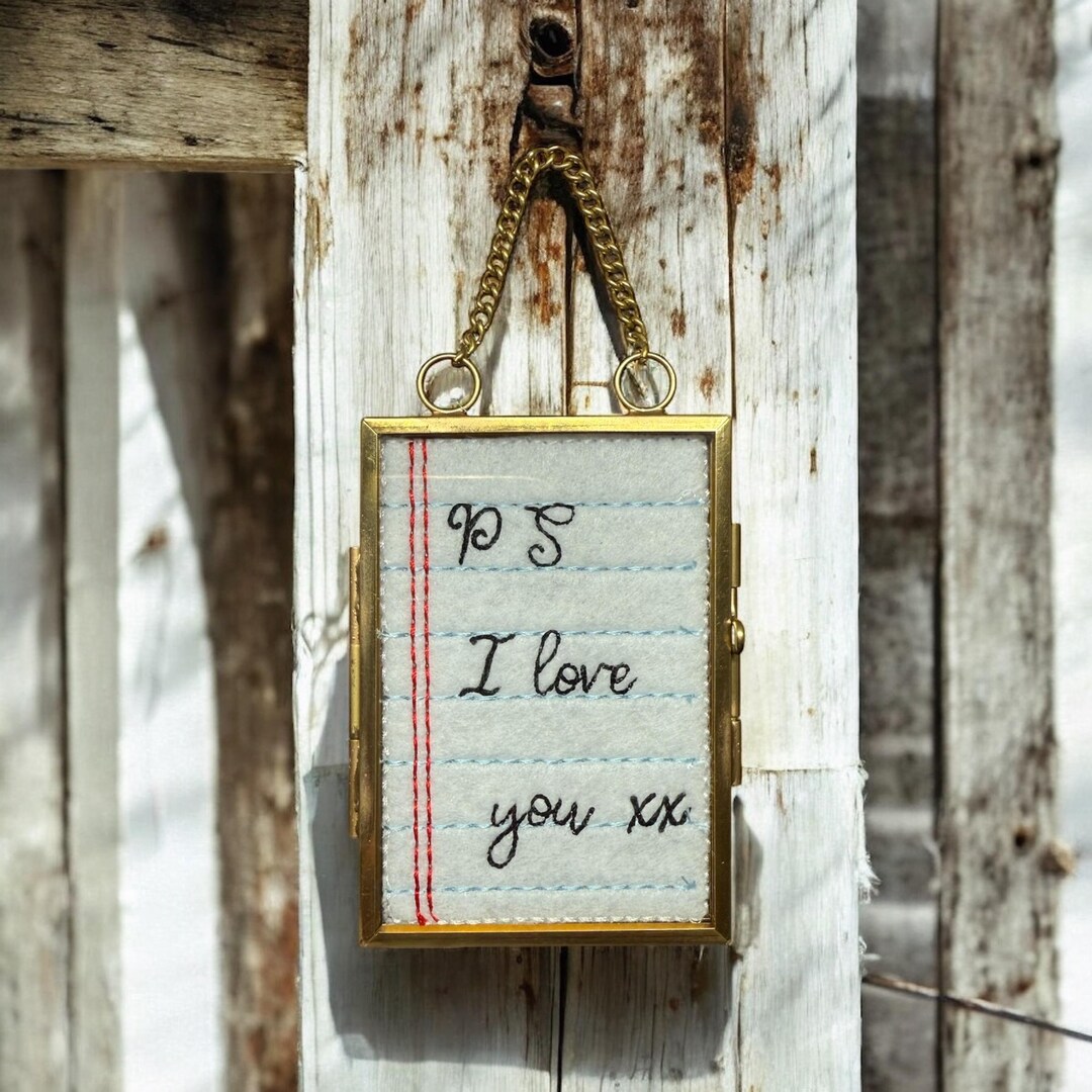 Unique Little Free Hand Embroidered Love Letter. on White Felt and ...