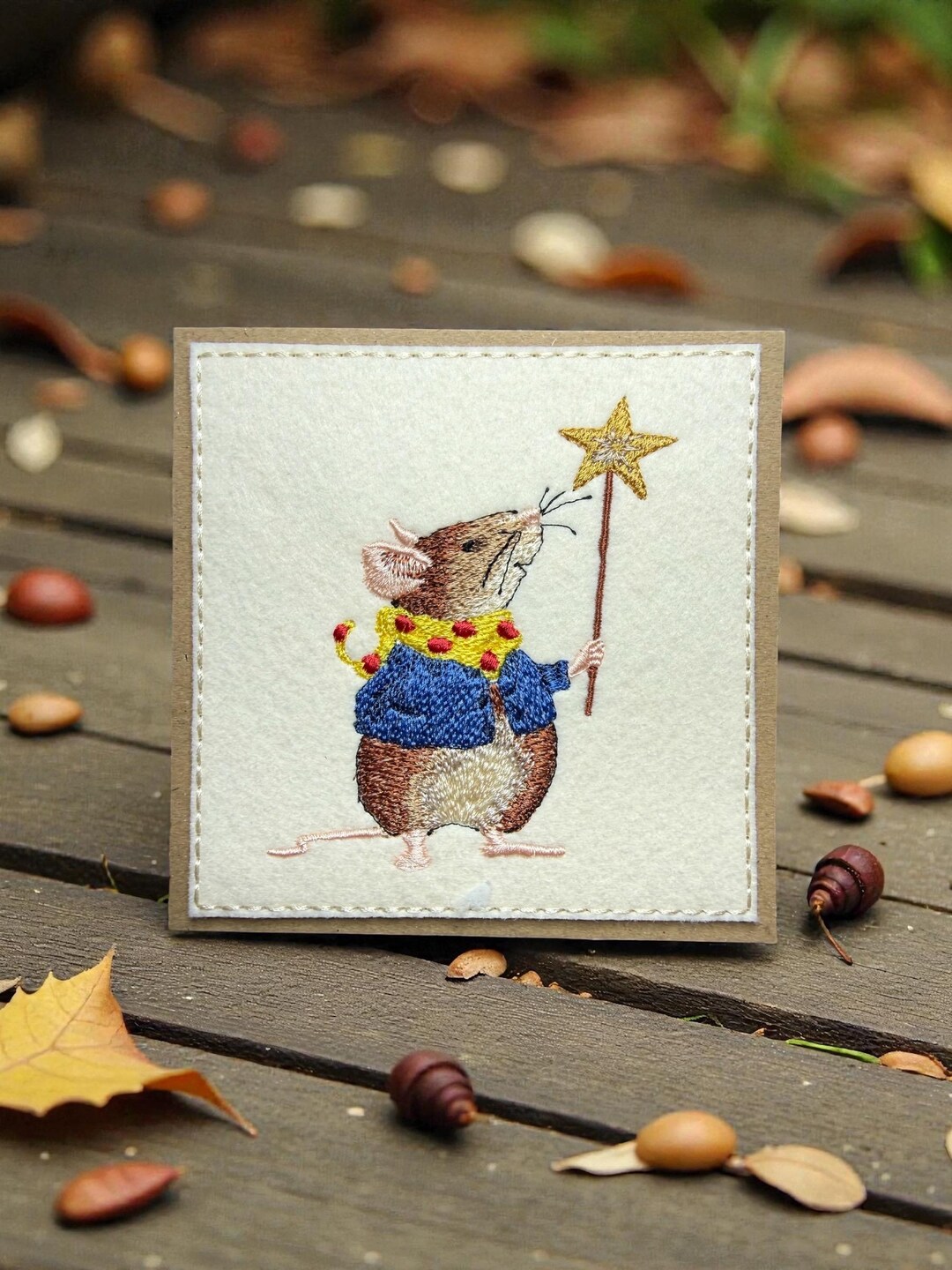 Handmade Embroidered Card: Mortimer Mouse With Wish Wand Sending ...