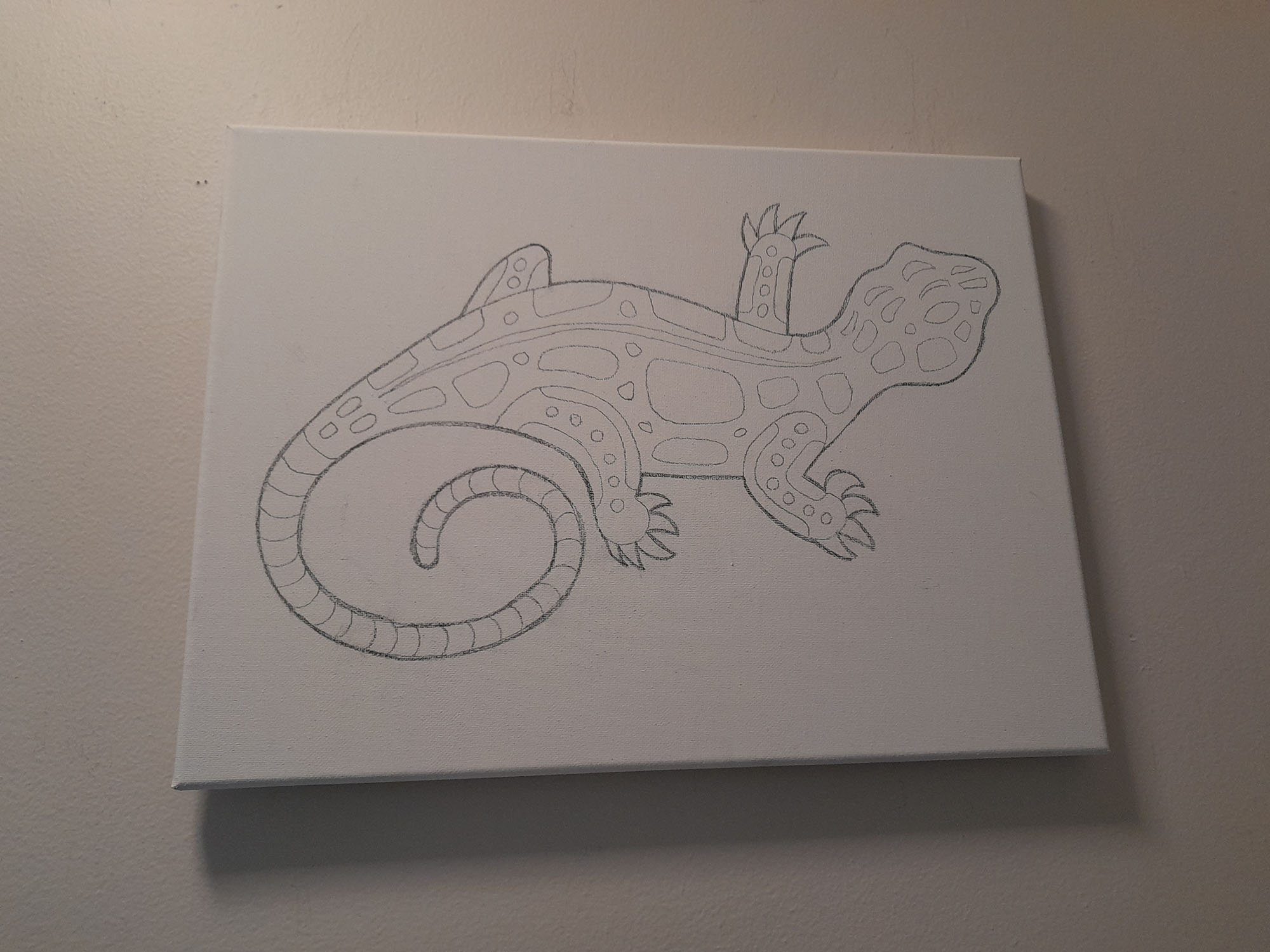 Lizard Pencil Hand Drawing on 12" X 16" White Canvas - Etsy