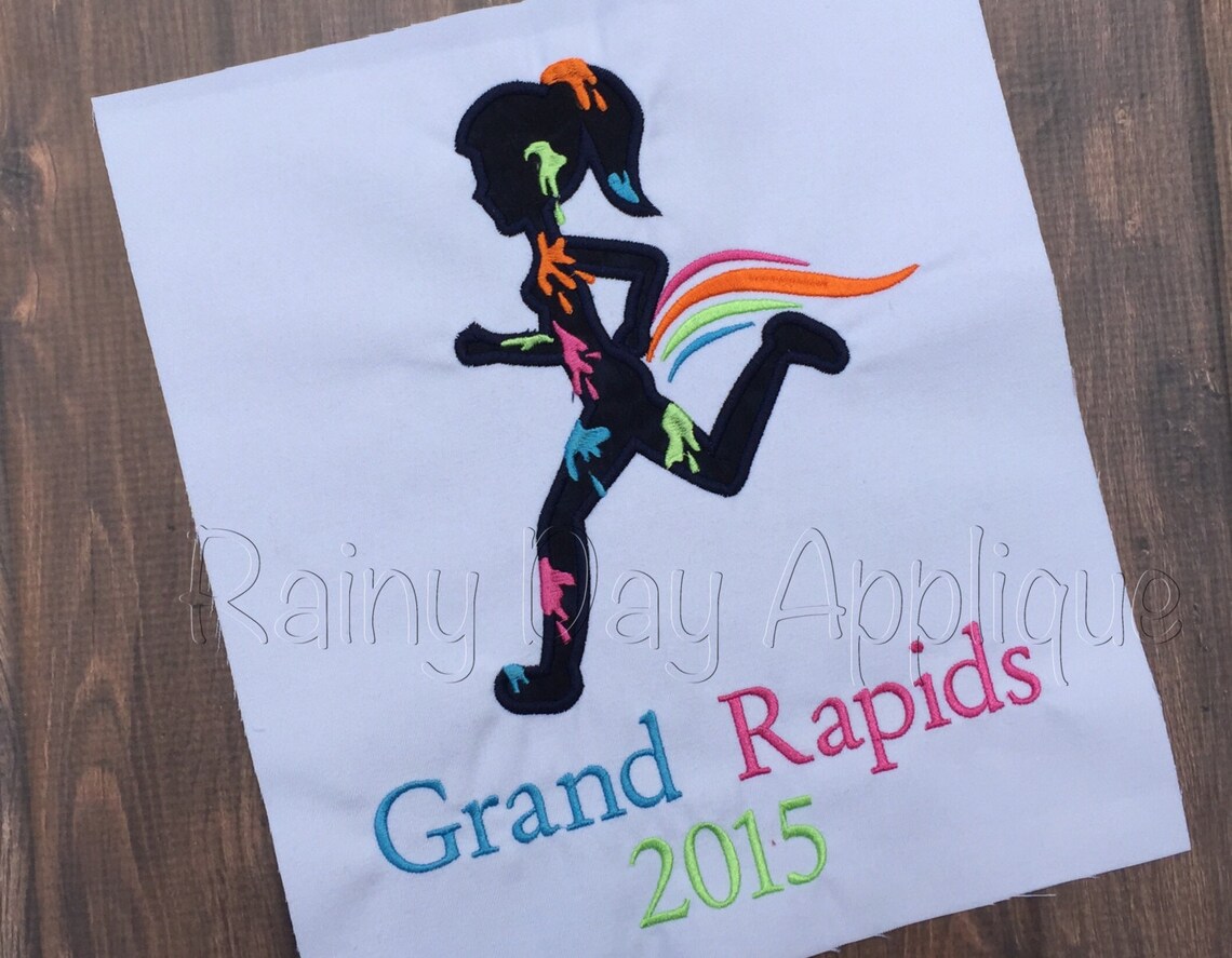 Running Color Girl Applique Design Marathon Shirt Running | Etsy