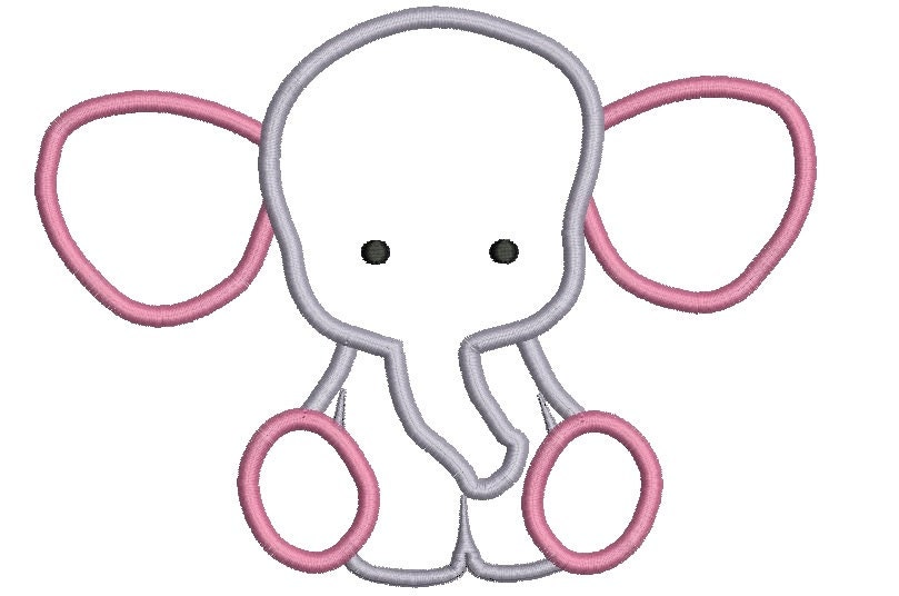 Elephant Applique, Elephant Design, Elephant Embroidery, Cute Elephant ...