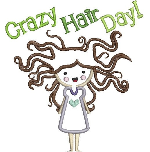 Crazy Hair Day Applique, Crazy Hair Girl, Applique Design, I Did My Own ...