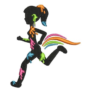 Running Color Girl Applique Design, Marathon Shirt, Running Applique ...