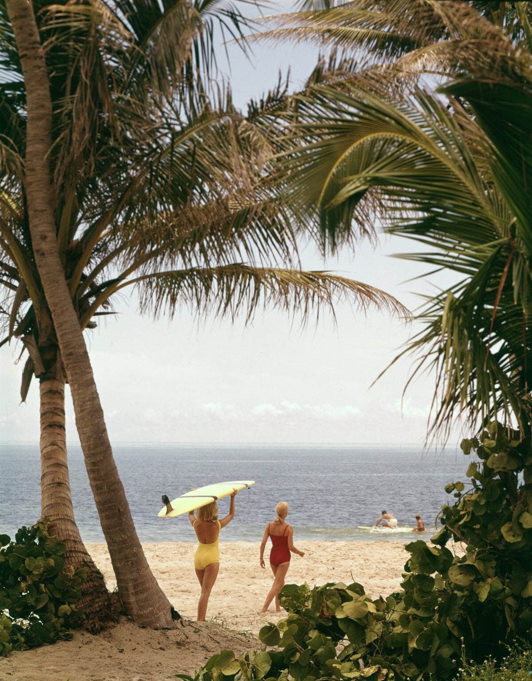Vintage Surfer Girls Beach Photo: 1960s Surfboard Beach Large Wall Art ...